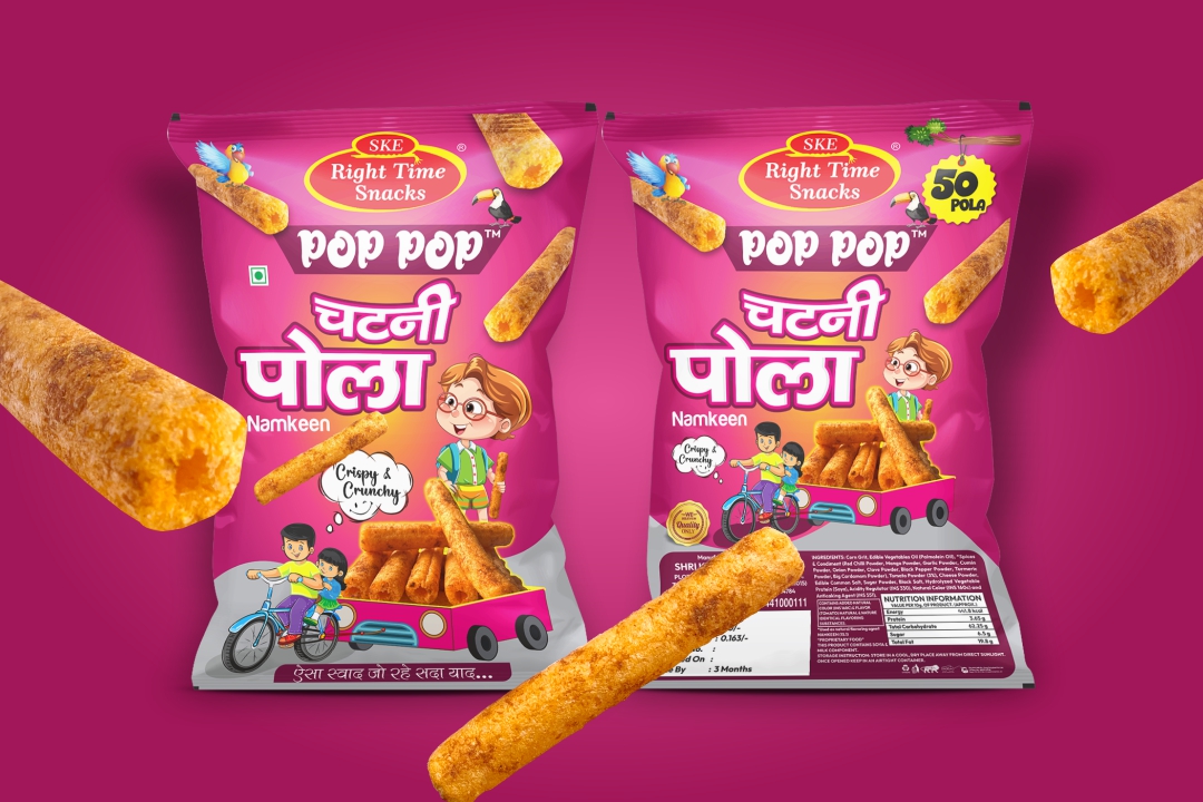 Right Time Snacks Pop Pop Pola Namkeen Packaging Design - ATD ABOUT THE ...